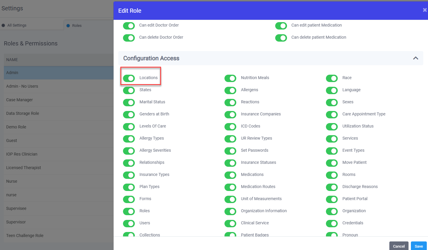 How to change location on Opus EHR for Users and Patients